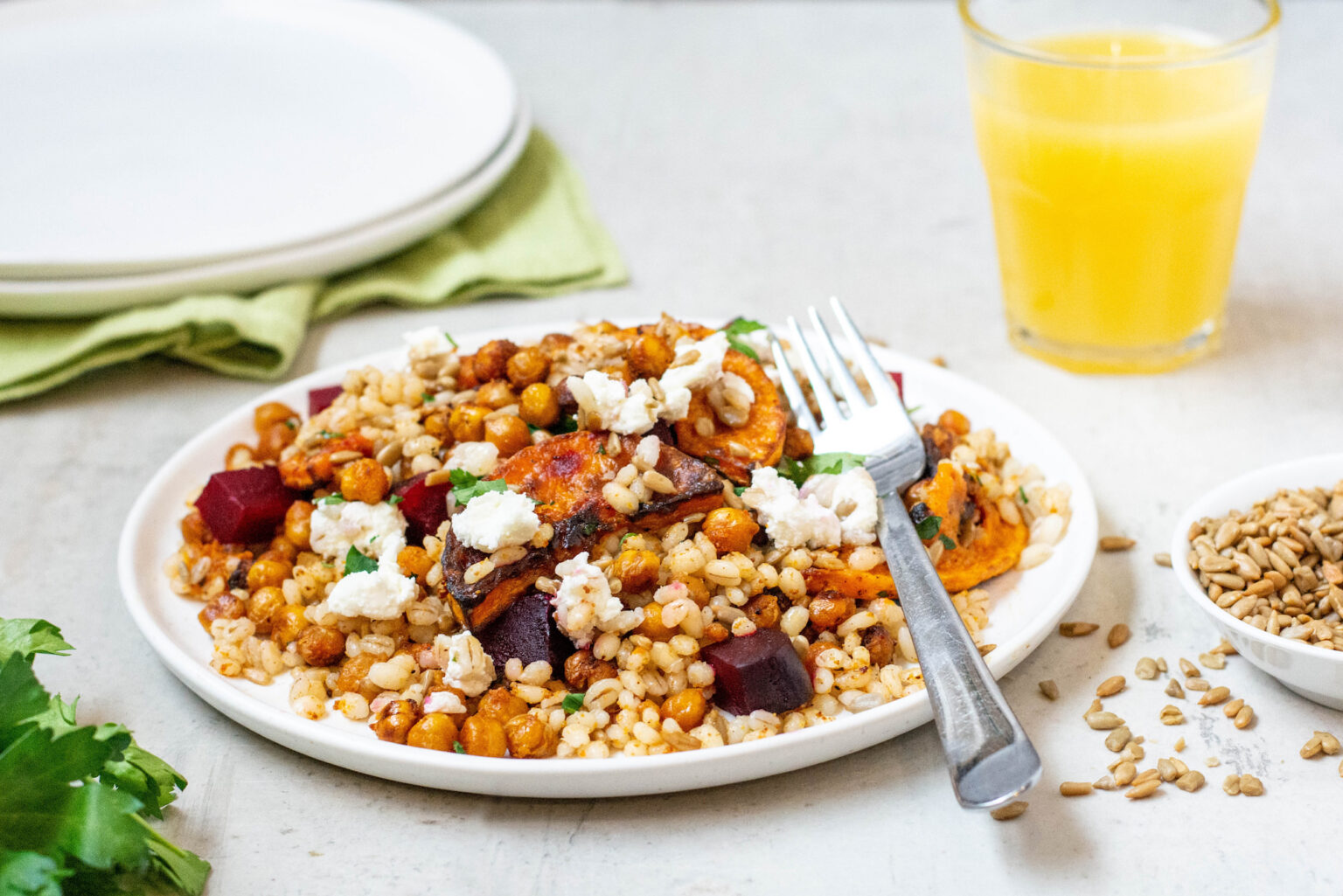 Roasted Chickpea and Barley Salad | Florida Orange Juice